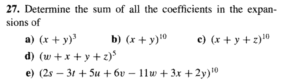 Solved 27. Determine the sum of all the coefficients in the | Chegg.com