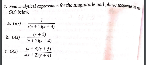 Solved = 1. Find analytical expressions for the magnitude | Chegg.com