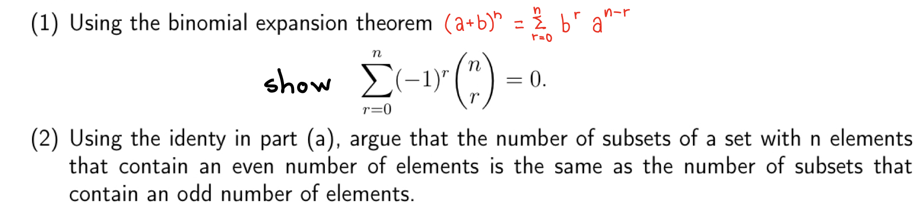 Solved (1) Using the binomial expansion theorem | Chegg.com