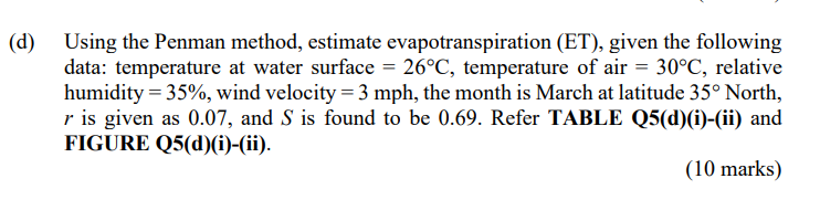 Solved (d) Using the Penman method, estimate | Chegg.com