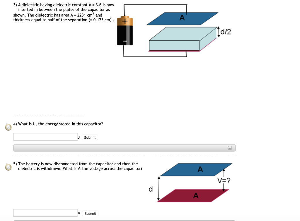 Solved Two parallel plates, each having area A - 2231cm2 are | Chegg.com