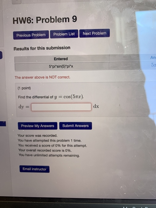 Solved HW6: Problem 9 Previous Problem Problem List Next | Chegg.com