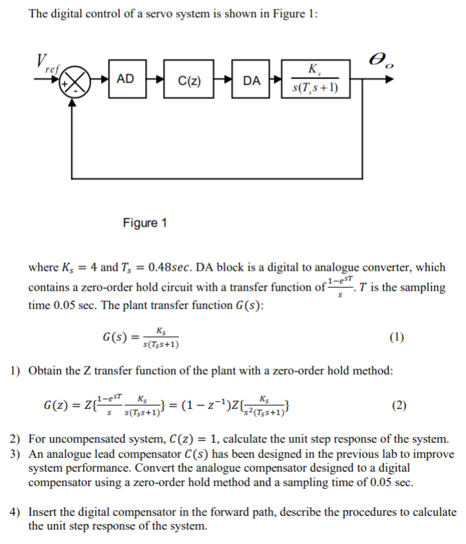 The digital control of a servo system is shown in | Chegg.com