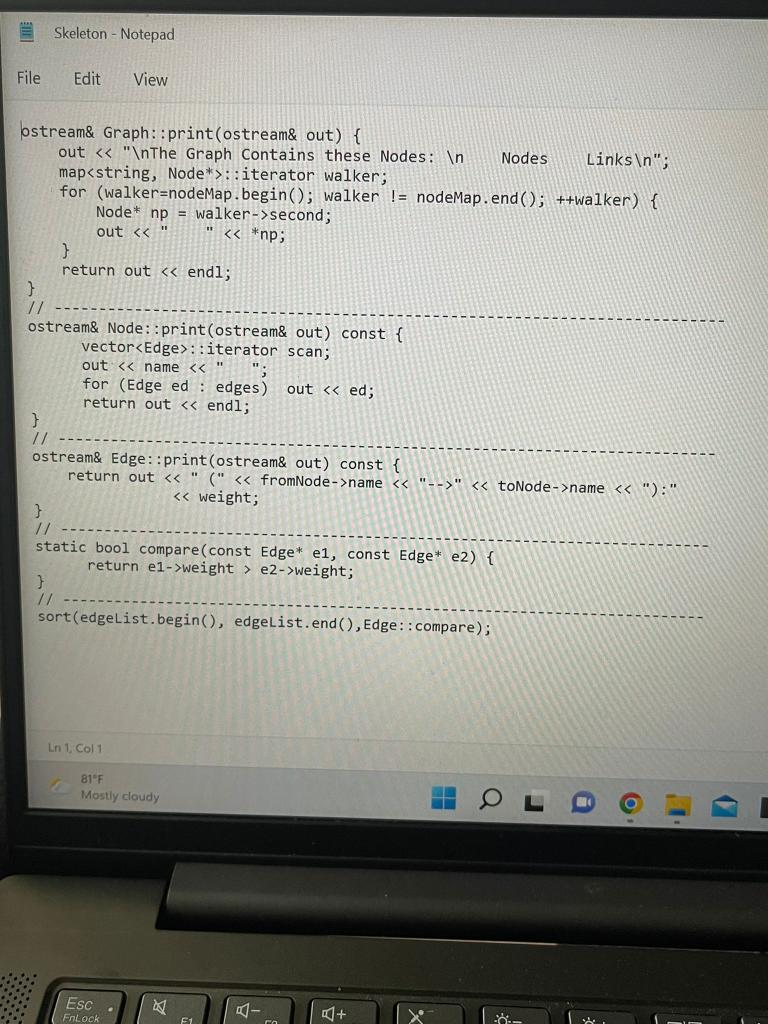 Solved P8-Graphs 1. Goal a. Learn to implement a graph using | Chegg.com