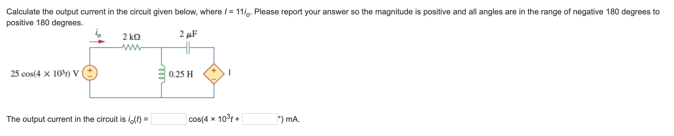 Solved Calculate the output current in the circuit given | Chegg.com