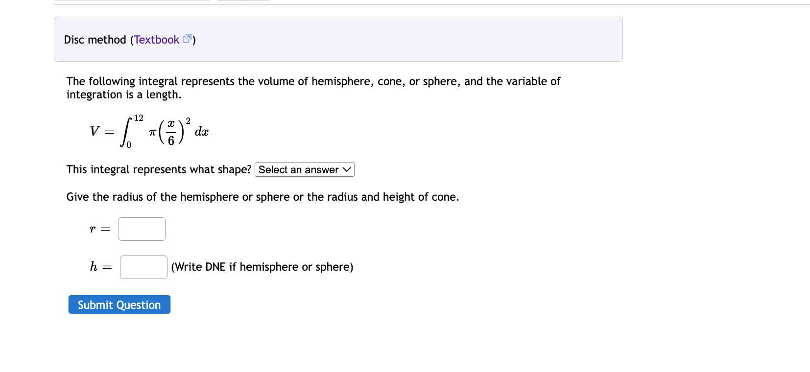 Solved The following integral represents the volume of | Chegg.com