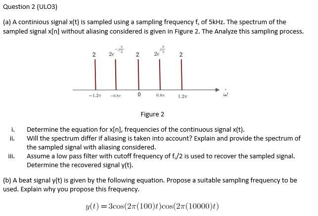 Solved Question 2 (ULO3) (a) A continious signal x(t) is | Chegg.com