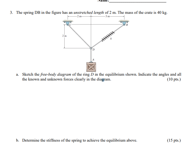 Solved The spring DB in the figure has an unstretched length | Chegg.com