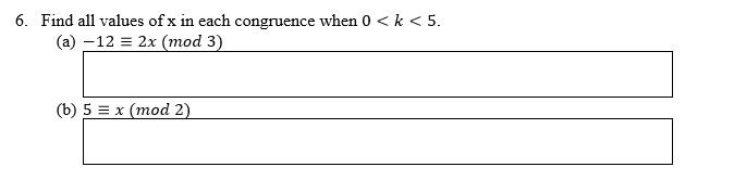Solved −12≡2x(mod.3) | Chegg.com