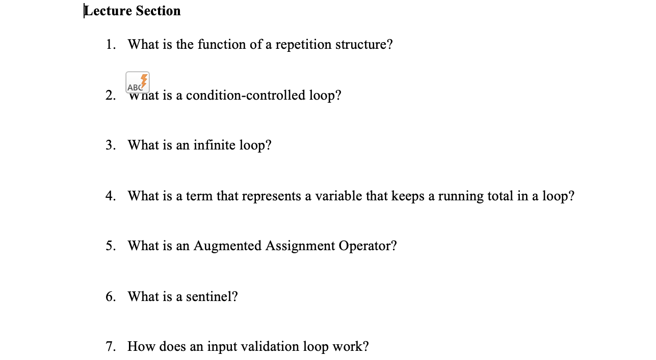 Solved Lecture Section 1. What is the function of a | Chegg.com
