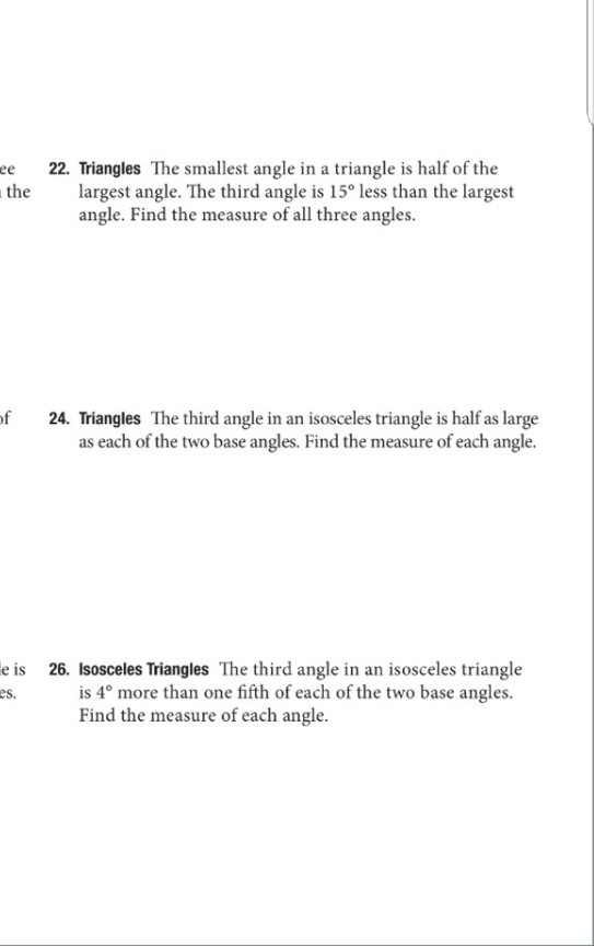 Solved ee 22. Triangles The smallest angle in a triangle is | Chegg.com