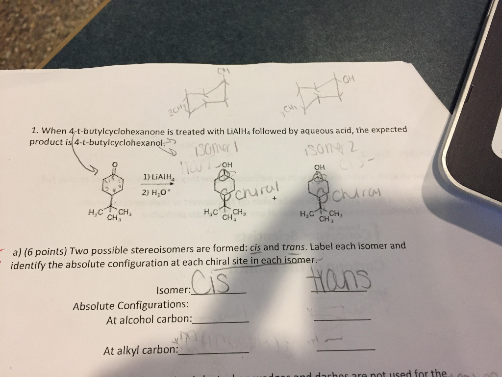 Solved CHH GH 1. When 4-t-butylcyclohexanone is treated with | Chegg.com