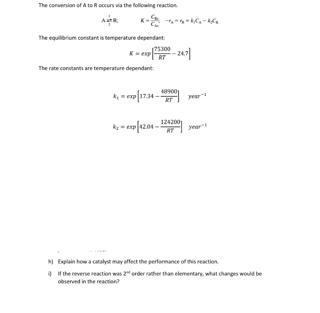Solved The conversion of A to R occurs via the following | Chegg.com