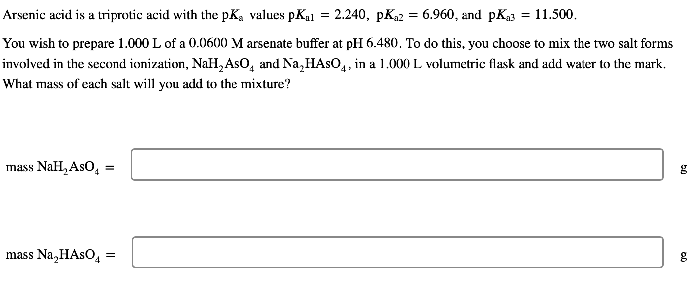 Solved Arsenic acid is a triprotic acid with the pKa values | Chegg.com
