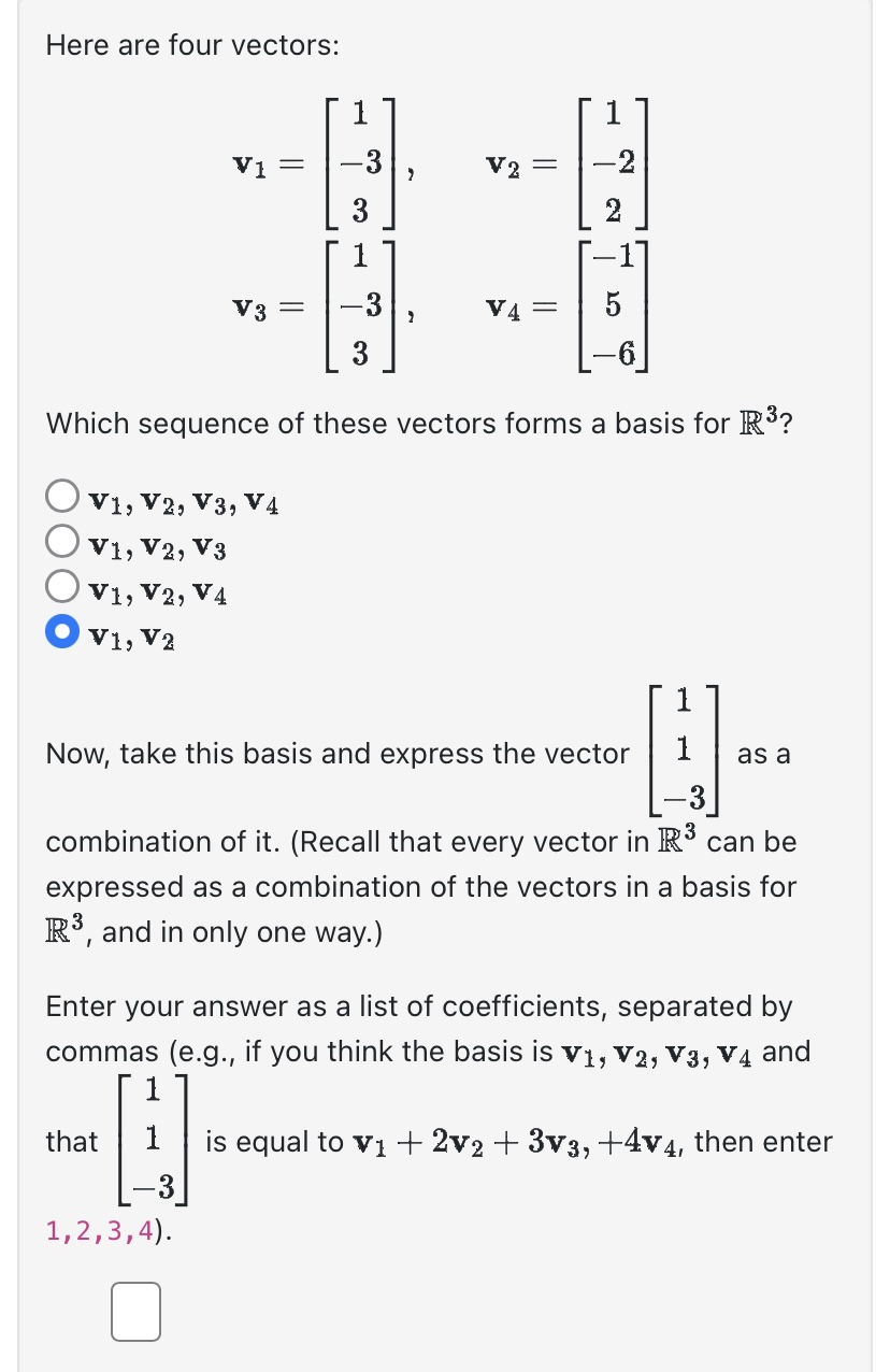 Solved 012.Basis: Problem 2 (1 point) Let | Chegg.com