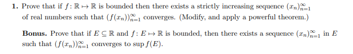 Solved Prove that if f:R↦R is bounded then there exists a | Chegg.com