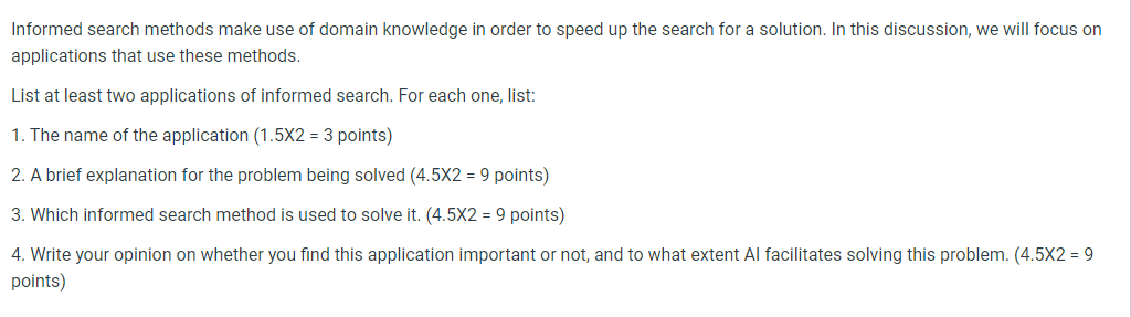 Solved Informed search methods make use of domain knowledge | Chegg.com