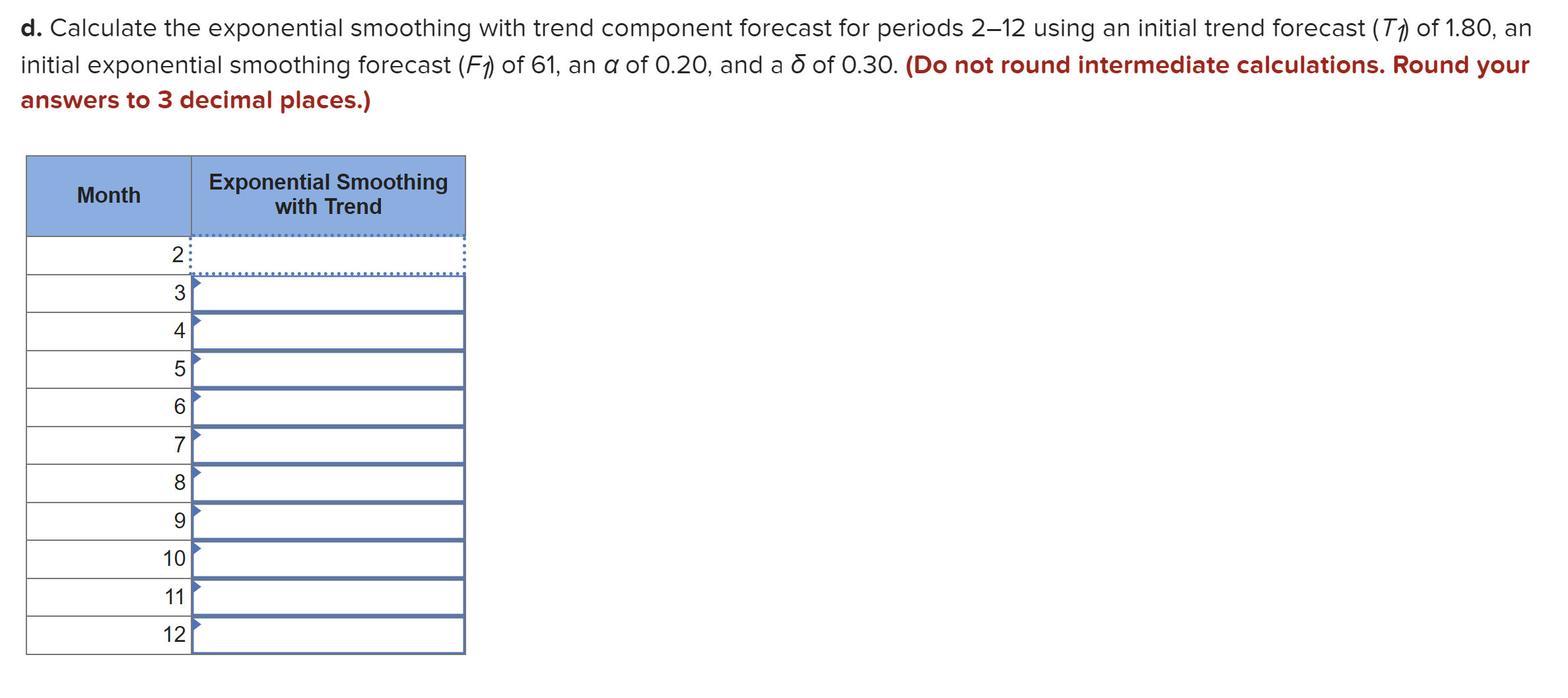 Solved c. Calculate the single exponential smoothing | Chegg.com