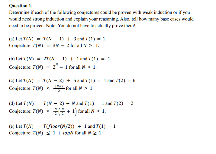 Solved Question 1. Determine if each of the following | Chegg.com