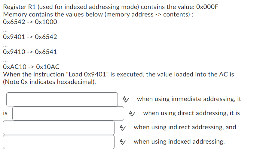 Solved Register R1 (used for indexed addressing mode) | Chegg.com