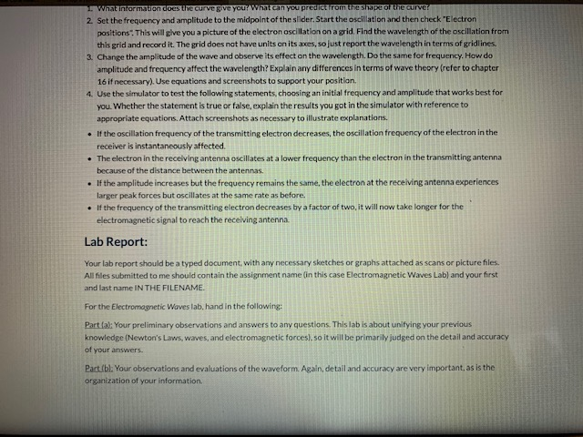 Solved Electromagnetic Waves Lab Introduction: Since the | Chegg.com