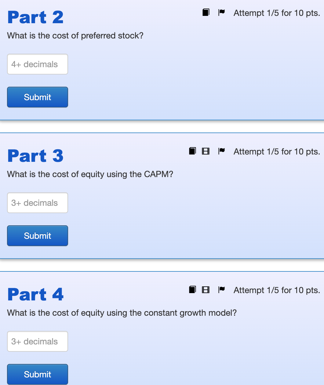 Solved Part 2 Attempt 1/5 for 10 pts. What is the cost of | Chegg.com
