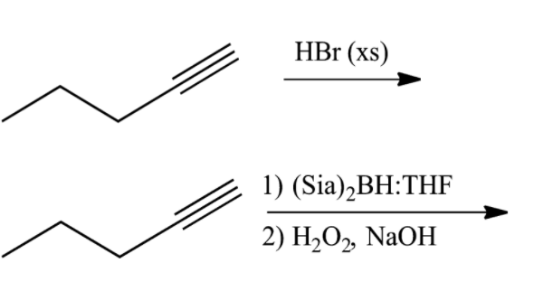 Solved HBr (xs) 1) (Sia)2BH:THF 2) H2O2, NaOH | Chegg.com