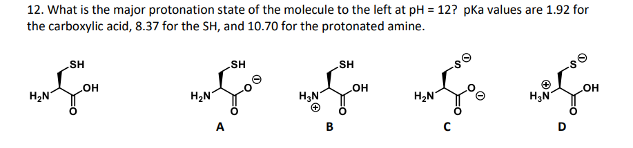 Solved 12. What is the major protonation state of the | Chegg.com