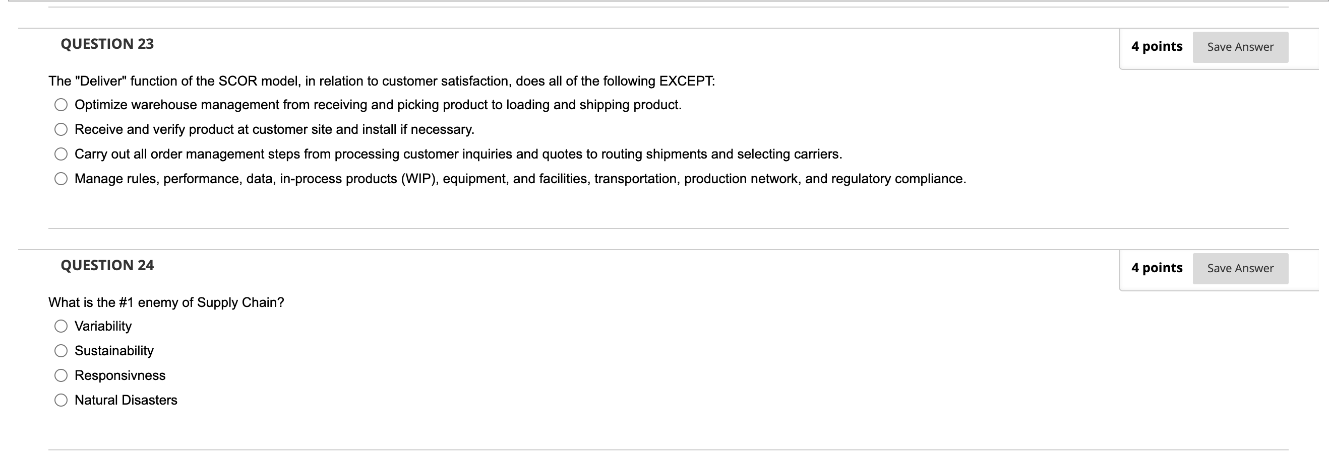 Solved The "Deliver" function of the SCOR model, in relation | Chegg.com