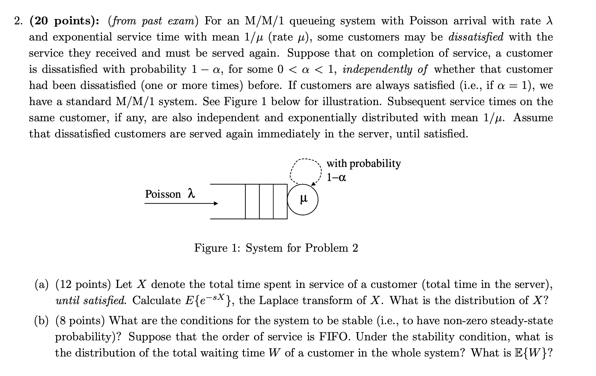 Solved 2. (20 points): (from past exam) For an M/M/1 | Chegg.com