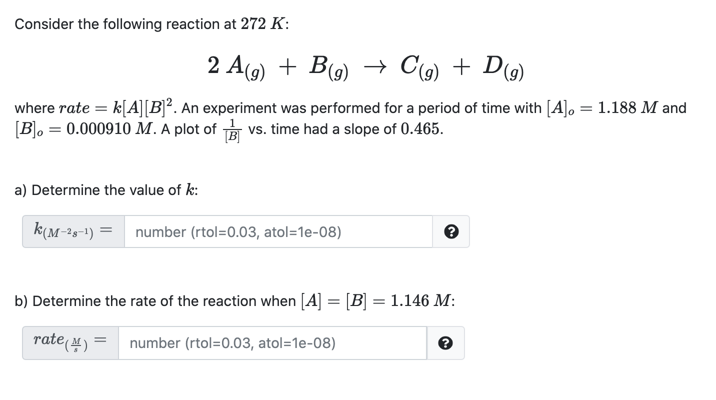 Solved Consider the following reaction at 272 K: 2 A(9) + | Chegg.com