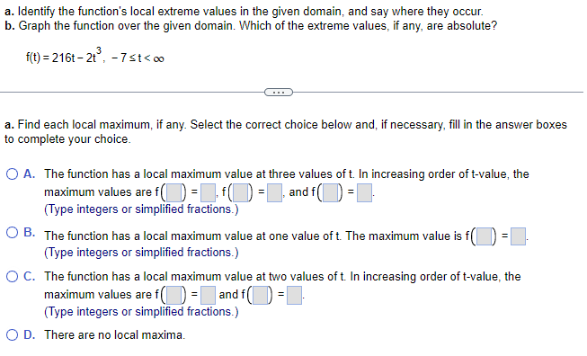 Solved a. Identify the function's local extreme values in | Chegg.com