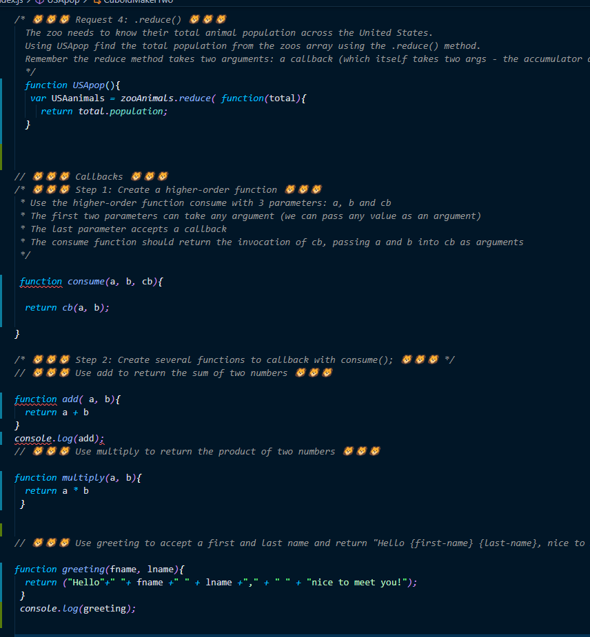 the accumulatora Request 4: .reduce() The zoo needs | Chegg.com