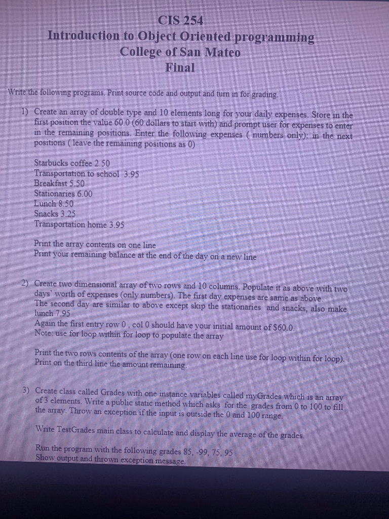 Solved Cis 254 Introduction To Object Oriented Programming