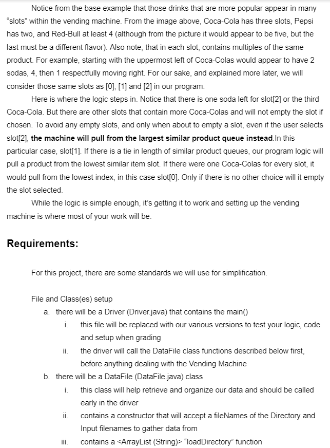 Solved Vending Machine Objectives: 1. Use the various | Chegg.com