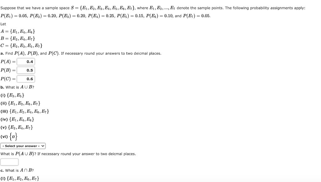 Solved Suppose that we have a sample space S= {E1, E2, E3, | Chegg.com