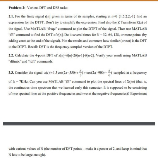 Solved Problem 2: Various DFT and DFS tasks: 2.1. For the | Chegg.com