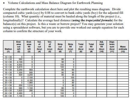 Solved Volume Calculations and Mass Balance Diagram for | Chegg.com