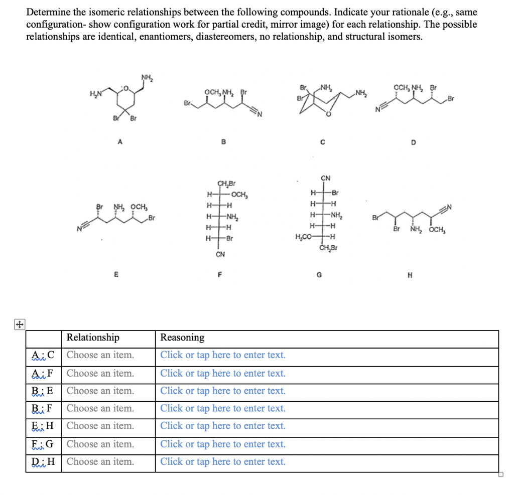 Solved Determine the isomeric relationships between the | Chegg.com