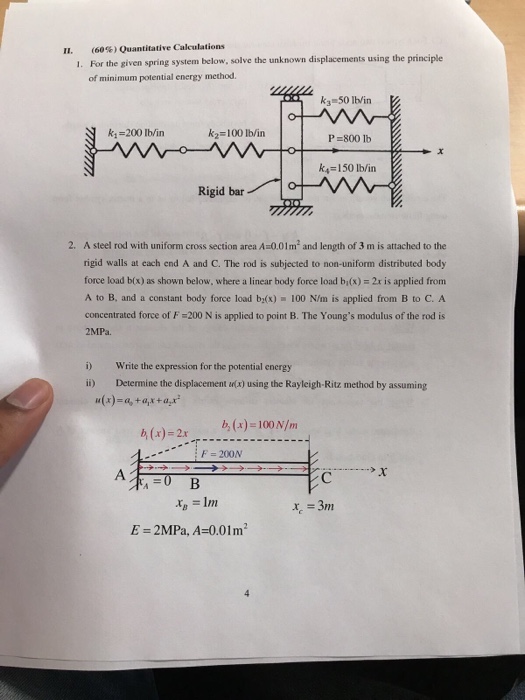 Solved For the given spring system below. solve the unknown | Chegg.com