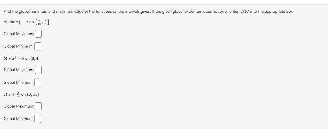 Solved Find the global minimum and maximum value of the | Chegg.com