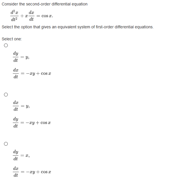 Solved da Consider the second-order differential equation dz | Chegg.com