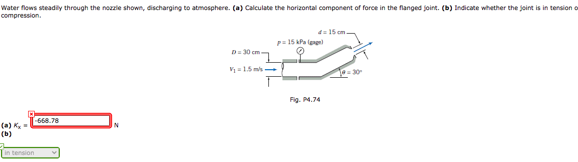 Solved Water flows steadily through the nozzle shown, | Chegg.com