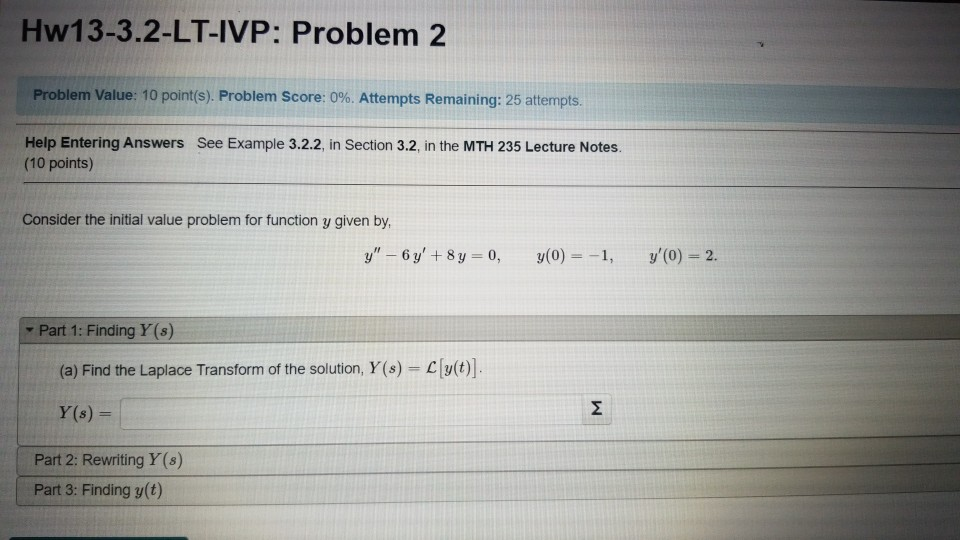 Solved Hw13-3.2-LT-IVP: Problem 2 Problem Value: 10 | Chegg.com