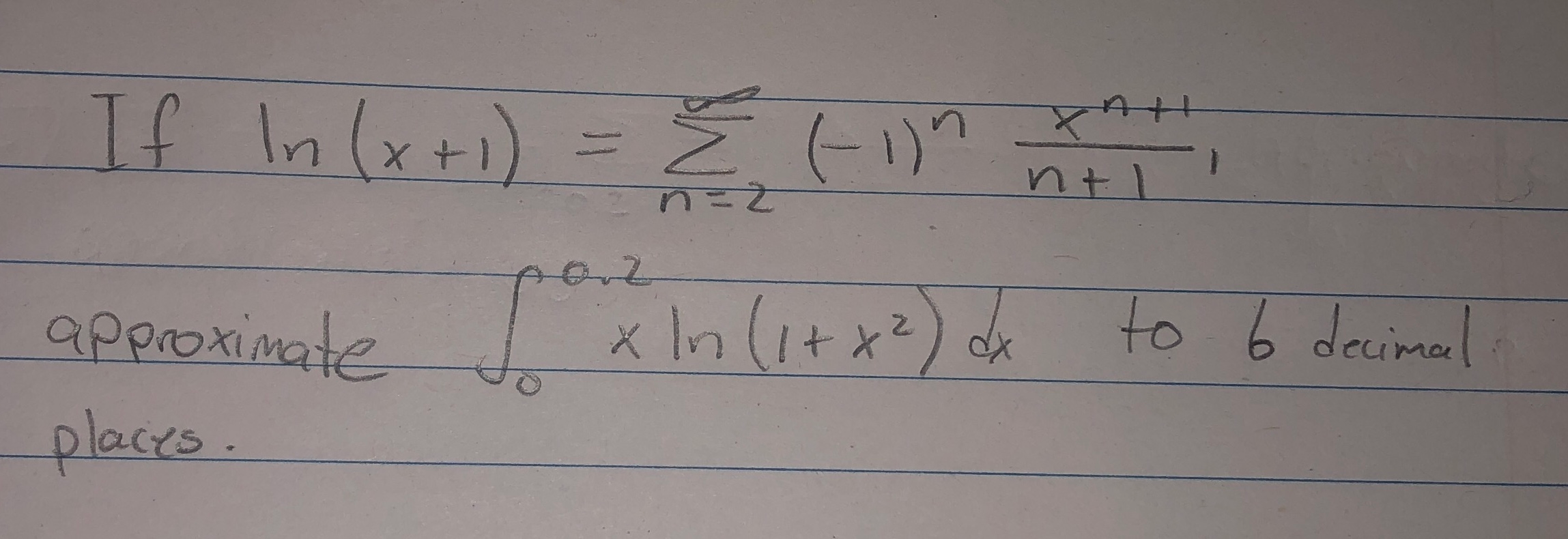 Solved n=2 or2 xln (1+x²) dx to 6 decimal approximate | Chegg.com