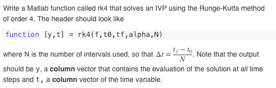 Solved Write A Matlab Function Called Rk4 That Solves An Ivp 3578