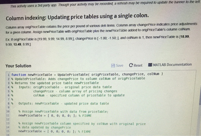 Solved Column array origPrice Table cotains the price per | Chegg.com