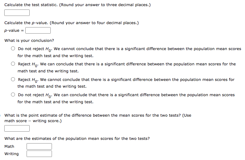 Solved A standardized exam consists of three parts: math, | Chegg.com