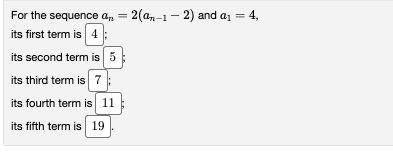 Solved For the sequence an=2(an-1-2) ﻿and a1=4,its first | Chegg.com
