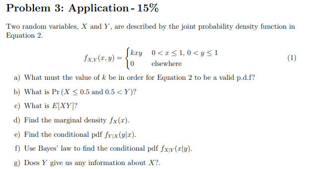 Solved Two random variables, X and Y, are described by the | Chegg.com